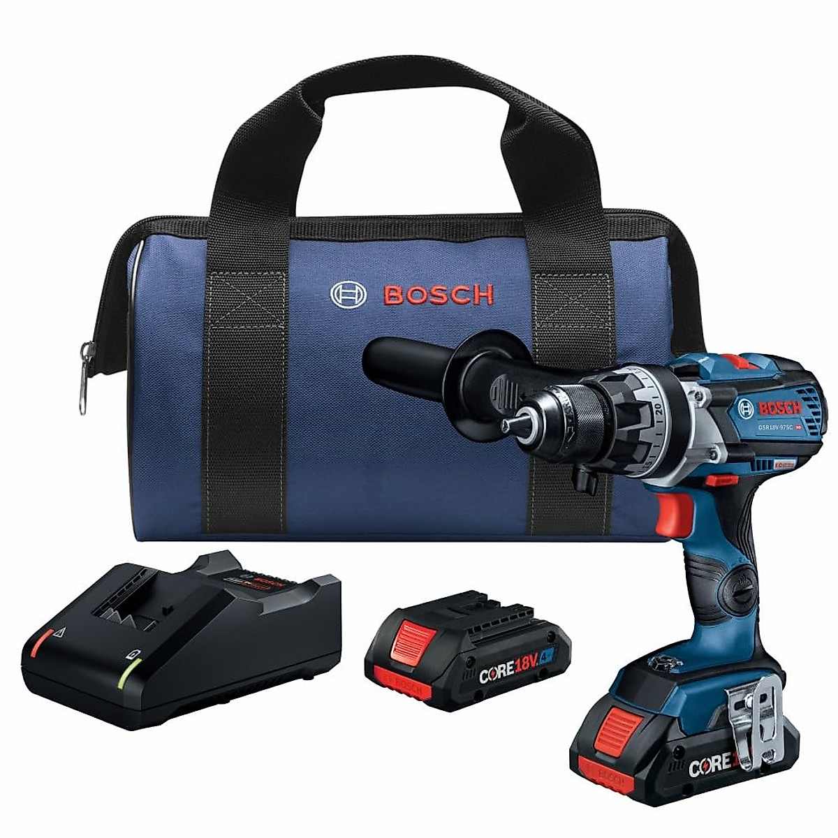 BOSCH GSR18V-975CB25 18V Brushless Connected-Ready 1/2 In. Drill/Driver Kit with (2) CORE18V 4.0 Ah Compact Batteries