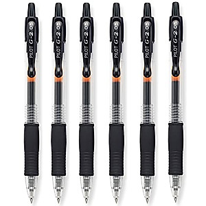 Pilot G2 Black Retractable Rollerball Pen Pens Extra Fine Gel Ink Refillable 0.5mm Nib Tip 0.3mm Line G2-5 (Pack Of 6)