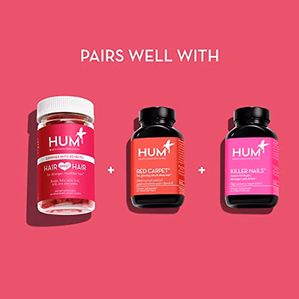 HUM Hair Sweet Hair - Hair Growth Supplement & Biotin Gummies to Combat Hair Loss & Thinning - Fo Ti, Folic Acid, Zinc, Vitamin B12 & PABA to Support Healthy Hair, Skin and Nails (60 Vegan Gummies)
