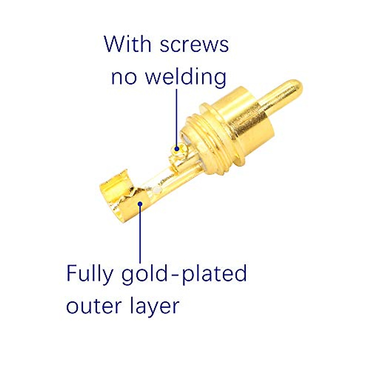 PNGKNYOCN RCA Stereo Connector Plug with Spring Coax Audio Solderless Gold Plated Adapter for Repair Speaker Cables（4-Pack）