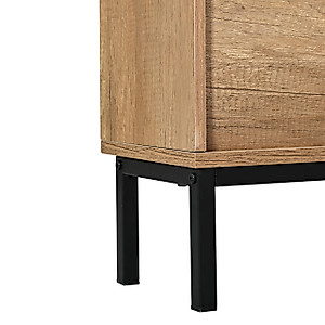 Zenvya Shoe Cabinet 3 Flip Drawer Shoe Cabinet Rattan Shoe Cabinet Organizer Freestanding Shoe Rack Storage Cabinet with Metal Legs for Bedroom,Hallway, Apartment (Natural)