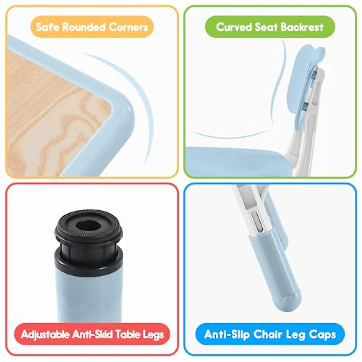 Kids table and chairs, Toddler table and chairs, Kids table (4 chairs), Kids table and chair set, Kids table and chair set 5-8 year old. Toddler table and chair set with 16 leg covers +12 color pens