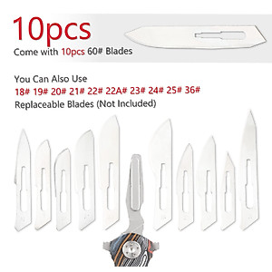 TENCHILON T369 Small Folding Pocket Flipper Scalpel Knife, 10pcs #60 Replaceable Blades, G10 Handle, Compact Slim Gentleman's Scalpel EDC Utility Knives 1.2oz