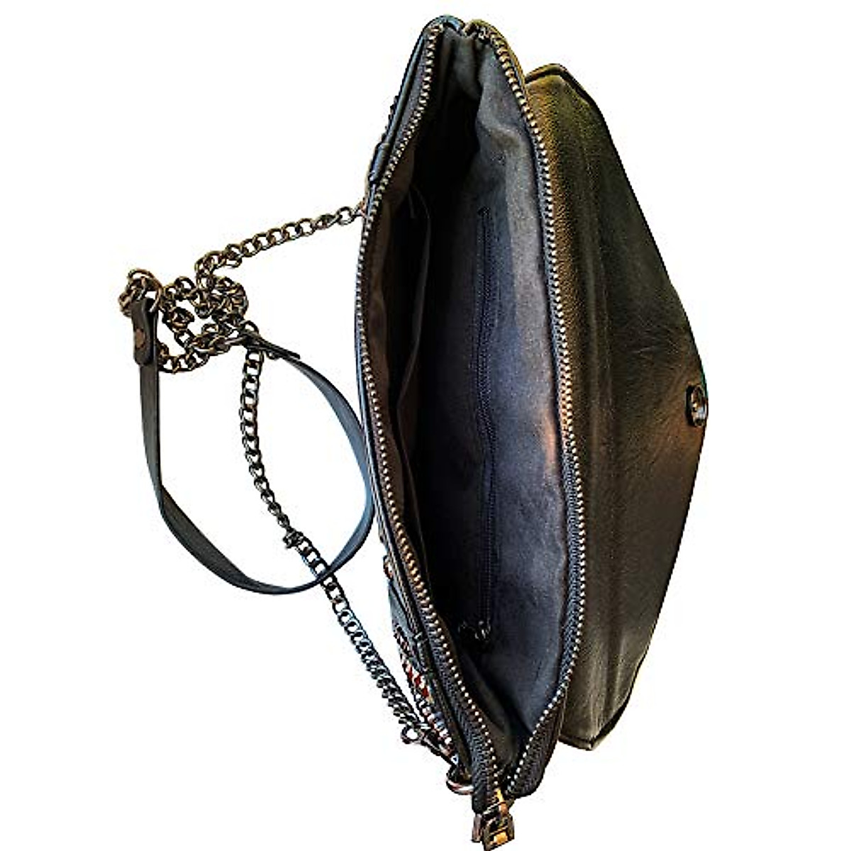 FiveloveTwo Women Rivet Chain Handbag Purse Clutch Small PU Leather Satchel Shoulder Tote Top-handle Bag Black