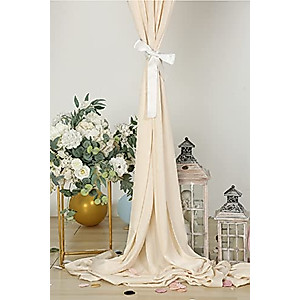 Cytdkve 2 Panels 4.8 Feet x 10 Feet Butter Cream Velvet-Like Wedding Backdrop Curtain Drapes, Silky Soft Window Curtains Panels for Wedding Ceremony Birthday Party Decorations