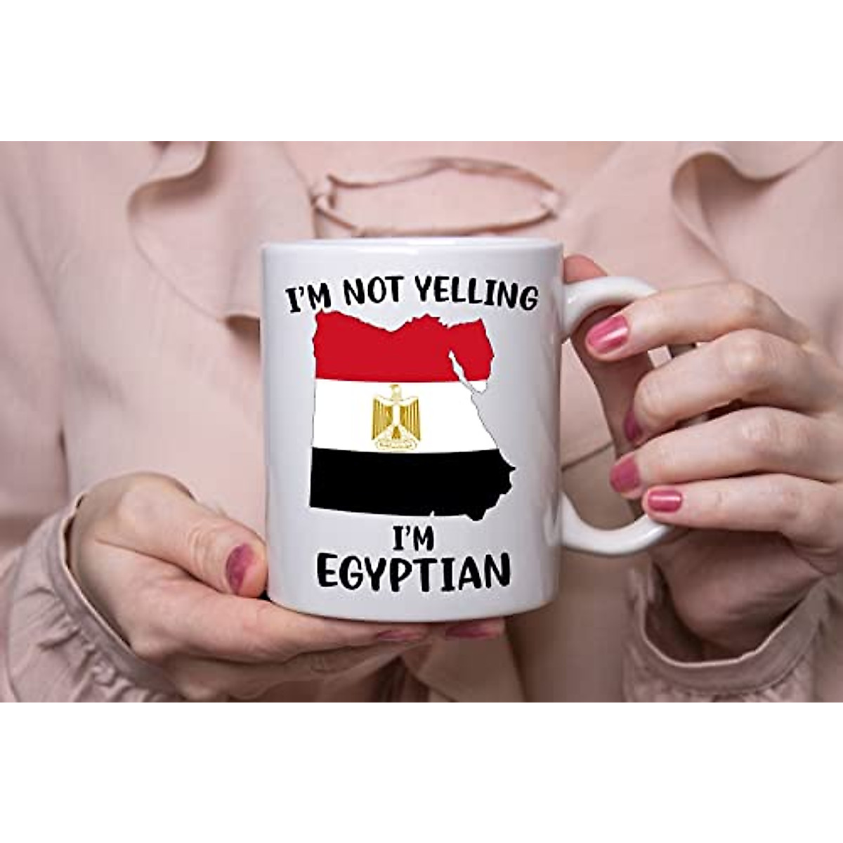 Funny Egypt Pride Coffee Mugs, I'm Not Yelling I'm Egyptian Mug, Gift Idea for Egyptian Men and Women Featuring the Country Map and Flag, Proud Patriot Souvenirs and Gifts