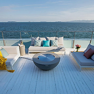 Lunar Bowl Concrete Fire Pit 42" x 42" Outdoor Patio Firepit Includes Lava Rocks Modern Fire Pits & Outdoor Fireplaces for Garden, Deck, Indoor & Outdoor Heating