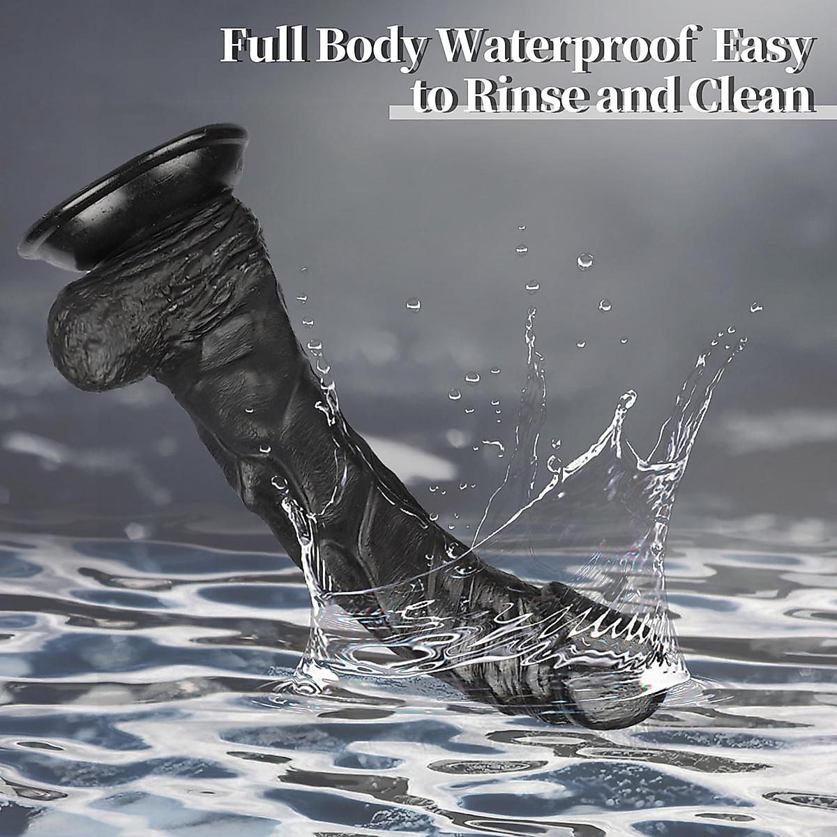 Black Silicone Strong Suction Cup for Hands-Free Realistic Classic Wand of 8 inches Size Silicone Material, The Design Conforms to The Human Body Shape and Curve