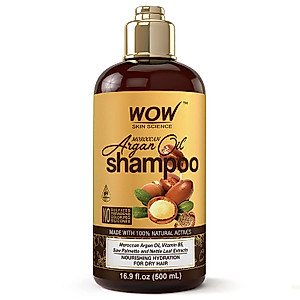 WOW Skin Science Moroccan Argan Oil Shampoo - Sulfate Free Moisturizing Shampoo for Dry, Damaged Hair - For Women & Men