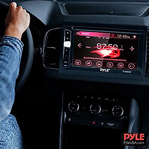 Pyle Double Din DVD Car Stereo Player Bluetooth in-Dash Car Stereo Touch Screen Receiver w/USB/SD, MP3, CD Player, AM FM Radio, Steering Wheel Feature, Hands-Free Call, Camera/Speaker Input - Pyle