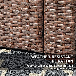 Verano Garden 7 Pieces Patio Furniture Set, Outdoor Patio Dining Sofa Set W/Cushion, Table & Ottoman, Clearance All Weather Outdoor Patio Furniture Set for Deck, Porch, Poolside, Backyard