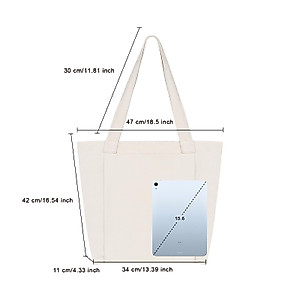 cycleacc Yoga Mat Bag, Gym Tote Bag for Women with Large Mat Carrier Pocket, Canvas Tote Bag for Workout, Pilates, Travel, Beach, Office (White)