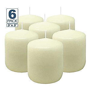HYOOLA Ivory Pillar Candles 3x3 Inch - Unscented Pillar Candles - 6-Pack - European Made
