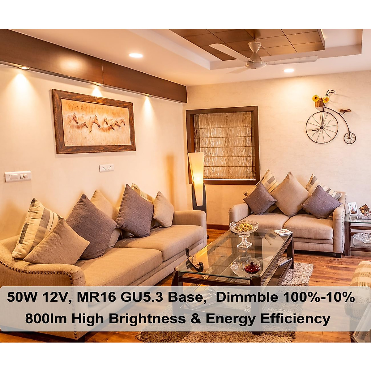 Vinaco MR16 Halogen Bulb 50W 12V, 6 Pack MR16 Bulb Dimmable, Long Lasting MR16 GU5.3 50W Bulb, 2800K MR16 Warm White with GU5.3 Base, Halogen MR16 50W for Landscape, Track Lights, and Fiber Optics