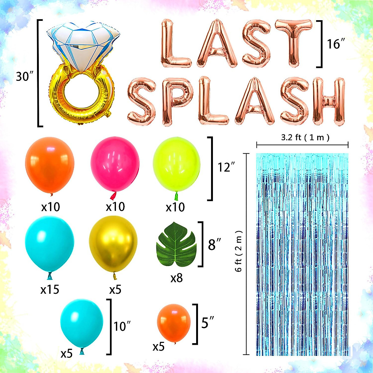 LaVenty Rose Gold Last Splash Bachelorette Party Decorations Mermaid Bridal Shower Decorations Pool Hawaiian Luau Beach Bachelorette Decorations Tropical Bridal Shower