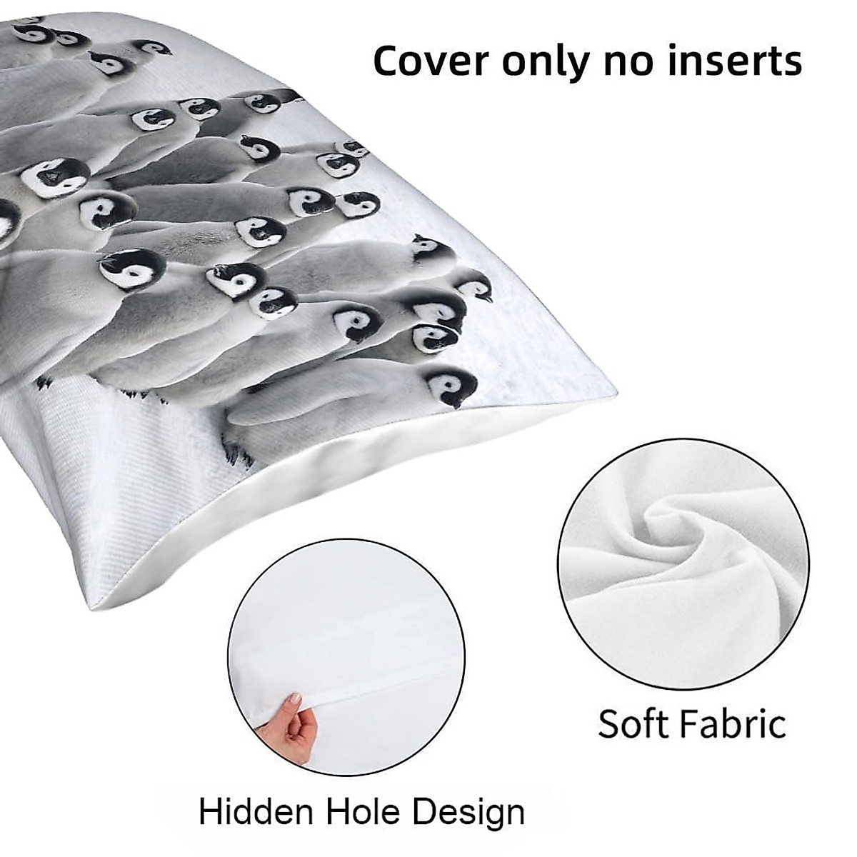 Yekiua Funny Penguin Throw Pillow Covers Antarctic Snow Cold Cute Animal Pillowcase Pillow Shams Cushion Case Single Side Printing 20X26 Inches Standard Size