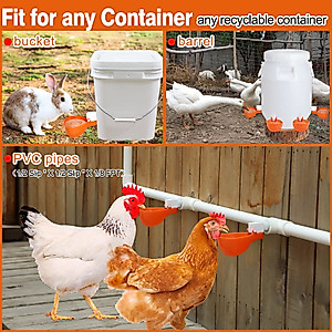 8 Pack Chicken Waterer, Large Chicken Water Cups, Automatic Filling Chicken Water Feeder for Duck Quail Turkey Rabbit Bunny Geese Chicks Birds, DIY Poultry Feeder Drinking Bowl Kit for Clean Watering