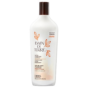 Bain de Terre Coconut Papaya Ultra Hydrating Shampoo, Moisture Quench for Dry, Damaged Hair, with Argan & Monoi Oils, Paraben-Free, Color-Safe, Vegan,13.5 Fl Oz