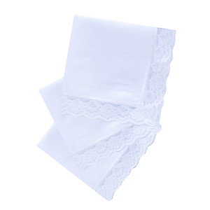 MileyMarla Ladies New Pretty Lace White Cotton Handkerchiefs Wedding Hankies Hanky