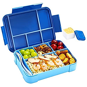 LOVINA Bento Box for Adult Kids, Stylish Teens Adult Lunch Box Containers With 5 Compartments, Durable, Microwave/Dishwasher Safe, BPA-Free, Perfect for On-the-Go Meal(Blue)