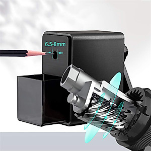 Hand Crank Wooden Pencil Sharpener, Pencil Sharpener Manual, Long Point Pencil Sharpener, 5 Adjustable Pencil Nibs, Helical Steel Blade - for School/Home/Office