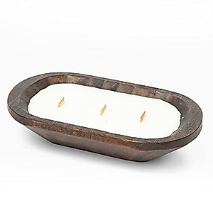 Wick Wooden Dough Bowl Gift Boxed Candle | Beautifully Packaged | High Fragrance Load | Long Burn Times (Juniper and Cedar Wood, Small)