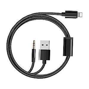 [Upgraded ] 2 in 1 Audio Charging Cable Compatible with iPhone/iPad,3.5mm Aux Cord Audio Jack Works with Car Stereo Speaker Headphone Car Charger Compatible with iPhone13/ 13 Pro/12/11/XS/XR/8/7/SE