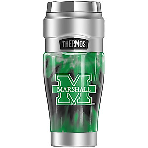 THERMOS Marshall University OFFICIAL Tie-Dye STAINLESS KING Stainless Steel Travel Tumbler, Vacuum insulated & Double Wall, 16oz
