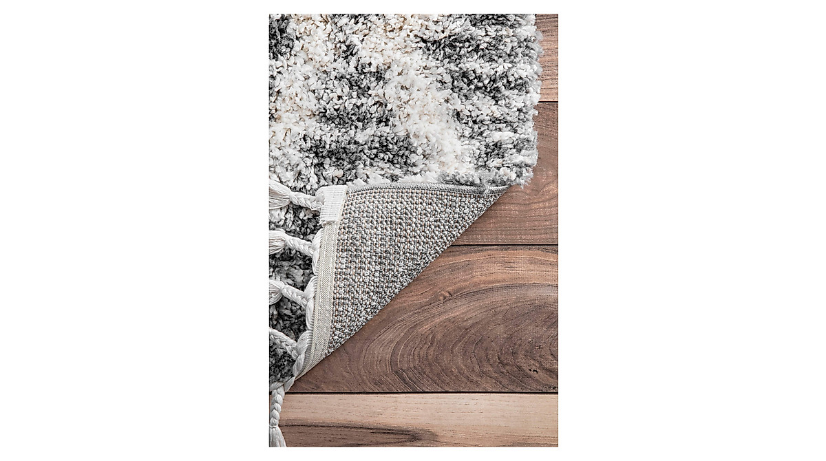 nuLOOM Grey Sheree Transitional Shag Rug | Modern Geometric Design
