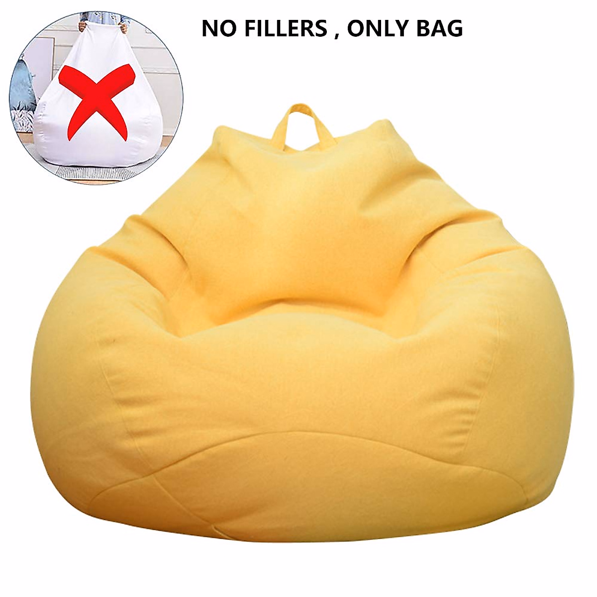 Large Bean Bag Chair Sofa Cover (No Filler) Comfortable Outdoor Lazy Seat Bag Couch Cover without Filler for Adults Kids Soft Tatami Chairs Covers for Home Garden Living Room (yellow, 3.3 x 3.9 ft)