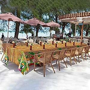 3 Pcs Tiki Tablecloth Tiki Decorations Luau Table Cover Hawaiian Party Plastic Table Cloth Disposable Tiki Totem Decor for Hawaii Beach Tropical Decoration Supplies Aloha,108 x 54 in(Modern Patterns)