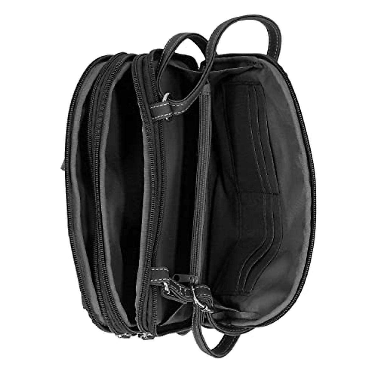 MultiSac womens Zippy Triple Compartment Crossbody Bag Cross Body, Black, One Size US