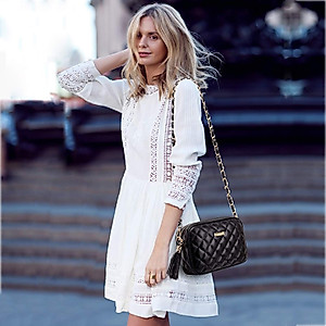 BEAULEGAN Purse Chain Strap - Microfiber Leather - Replacement for Crossbody Shoulder Bag - 51 Inch Long, Black/Gold