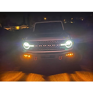 M&R Automotive LED Lights with Mounts and Hardware,Ultra-Bright 2021+ FORD BRONCO LED M&R MODULAR BUMPER FOG LIGHT KIT,Easy Install LED Light in 16000 LumenWhite and dual function AMBER DRL,BroncoTOP