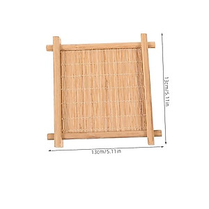 BESTOYARD 2pcs Bamboo Mat Coffee Serving Tray Decorative Coaster Bamboo Tea Serving Tray Decorative Serving Tray Anti Embellishments for Crafting Bamboo Cup Pad Office Breakfast Plate Wooden