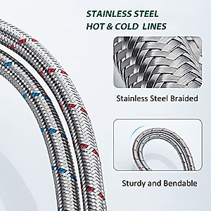 Hoimpro Matte Black Spring Kitchen Faucet with Pull Down Sprayer, Rv Black Kitchen Sink Faucet with Pull Out Sprayer,3 Function Single Handle Laundry Faucet with Cover Plate,Brass(Single or 3 Hole)