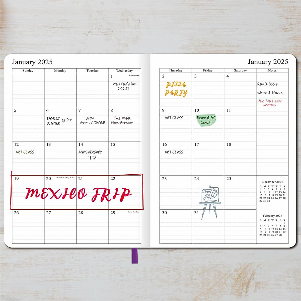 2025 Planner 8.5”x11”, Weekly and Monthly Planner from Jan 2025 to Dec 2025, Vegan Leather Cover, Elastic Closure, Grey