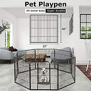 Dog Playpen 8 Panels 40 Inches Dog Pen Extra Large Indoor Outdoor Back or Front Yard Fence Cage Fencing Doggie Rabbit Cats Outside Fences with Door Dog Fence Playpen Heavy Duty Exercise Pen Dog Crate