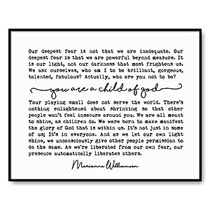 Our Deepest Fear Wall Art, Inspirational Quotes, Motivational Art Print, You Are A Child of God, 8 x 10 Inches Unframed