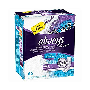 Always Discreet Incontinence Pads, Moderate, Regular Length, 66 Count - 2 Pack (Includes 132 Pads Total.)