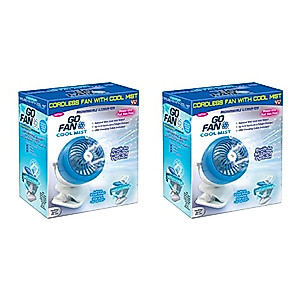 Spark Innovators Go Fan Cool Mist - Portable Rechargeable Misting Fan for Home, Office, and Outdoor Use - As Seen on TV - Pack of 2