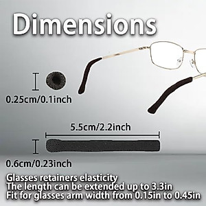 Remowhalle Glasses Ear Cushion, Cotton Fabric Eyeglasses Temple Tips Sleeve, Anti-Slip Elastic Comfort Temple Tips for Sunglasses Eyewear, Ear Pads for Glasses, Black 3 Pairs