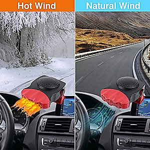 Car Heater 12V - Fast Heating Defrost Defogger, 2 in1 Fast Heating & Cooling Fan, Outlet Plug in Cigarette Lighte, Automobile Windscreen Fan for All Cars Portable Electronic Car Heaters