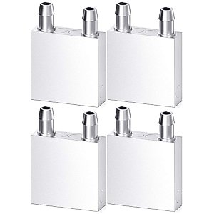 DIYhz Aluminum Water Cooling Block, Liquid Water Cooler Heat Sink System for PC Computer CPU Graphics Radiator Heatsink Endothermic Head Silver 2pcs(40mm x 40mm x 12mm)4