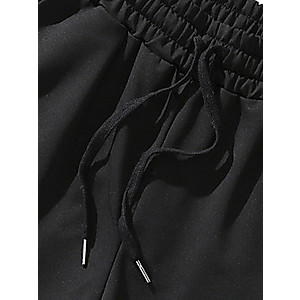 Floerns Men's Letter Graphic Print Drawstring Waist Workout Track Shorts Black M