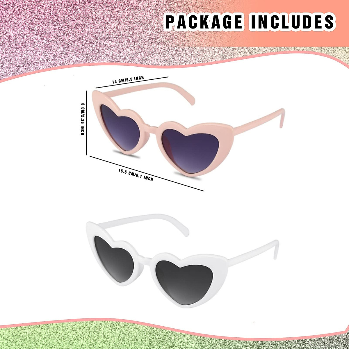 Loanzeg 12 Pairs Bachelorette Party Sunglasses Heart Shaped Sunglasses Party Decorations Bridesmaid Proposal Gifts Women girl (White&Dusty Blue)