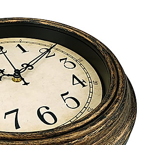 Plumeet Retro Wall Clock, 12'' Non Ticking Classic Silent Vintage Wall Clocks Decorative Kitchen Living Room Bedroom - Battery Operated