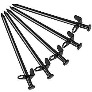 Tent Stakes Heavy Duty, SEHOI 16 Pack 8 Inches Forged Steel Tent Pegs, Multiuse Tarp Pegs Camping Stakes for Camping Canopy, Lawn, Snowfield, Courtyard, Grassland, Black