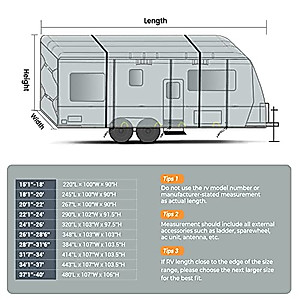 6 Layers Travel Trailer RV Cover Heavy Duty Camper Cover for 26’1”-28’6” Motorhome Anti-UV Weatherproof Rip-Stop with 2Pcs Extra Straps & Gutter Spout Covers