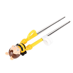 Children's Practice Chopsticks Kids Chopsticks Reusable Childrens Chopsticks Easy To Use Chopsticks Toddler Chopsticks Helper (Bee stainless steel yellow)